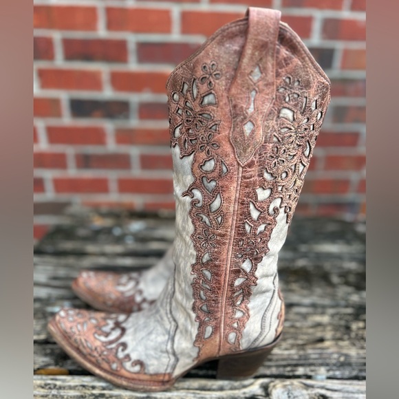 Corral | Shoes | Womens Corral Sand Cognac Laser Overlay Square Toe ...